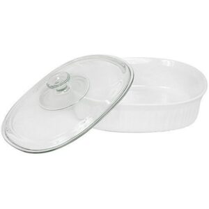 corningware 2-1/2-quart oval casserole dish with glass lid