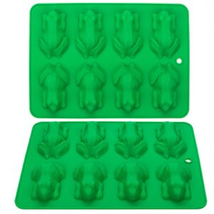 webake chocolate molds frog candy mold 2 pack silicone molds for jello, keto fat bombs, crayons, gelatin, cake decoration, soap, resin(green)