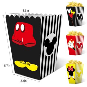 DLBEAUTY 16Pcs Mouse Birthday Party Supplies Mickey Mouse Popcorn Box Snack Treat Box Candy Cookie Container For Mickey Mouse Theme Party Favors Decoration