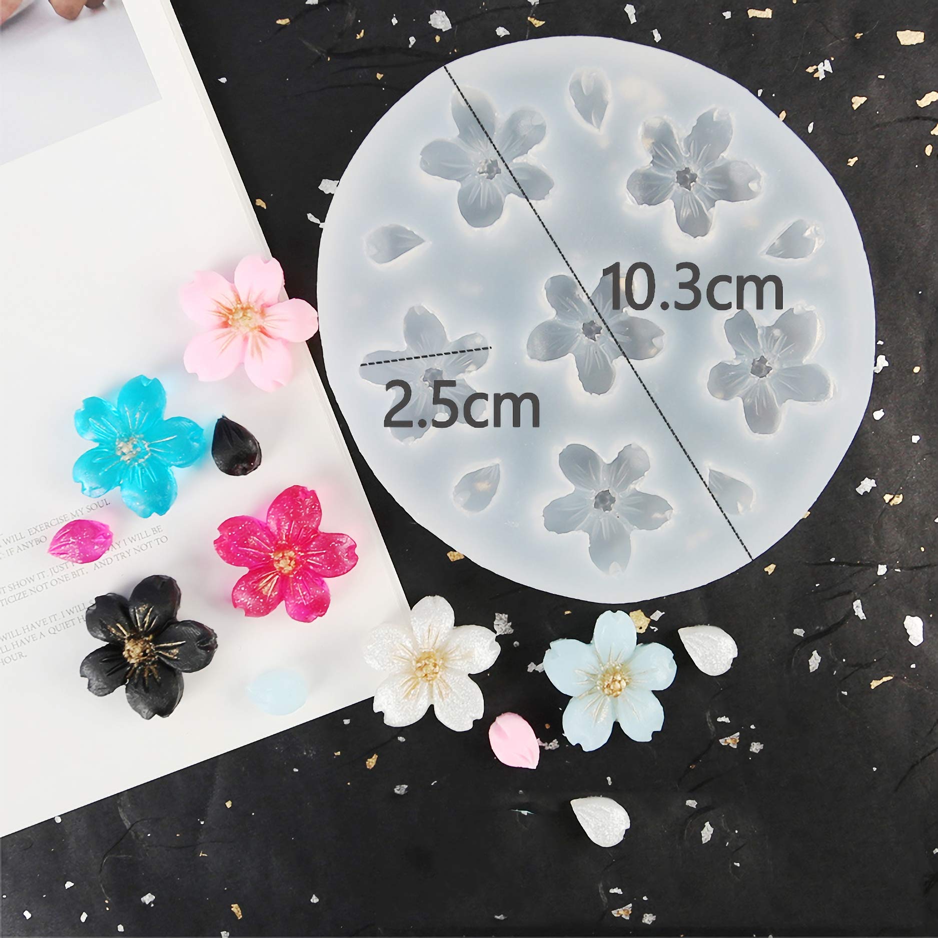 HengKe 2 Pcs Chrysanthemum Flower and Small Flower Shapes Silicone Mold for Sugarcraft Cake Decoration, Cupcake Topper,Candies,Cookies,Ice Cube,Polymer Clay,Chocolate,Soap Wax Making Crafting Projects