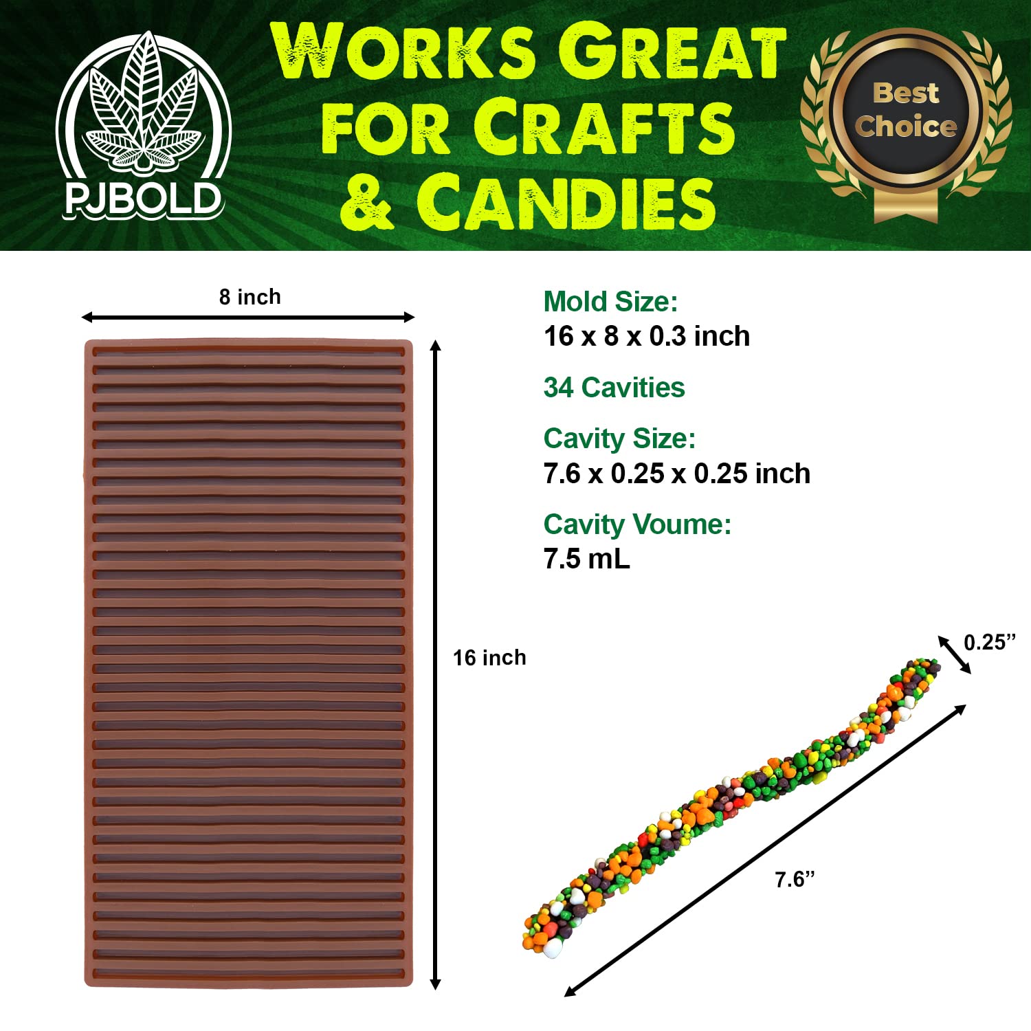 Gummy Candy Rope Mold - 1/3 Sheet Size