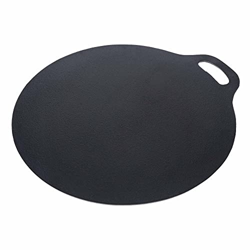 Victoria 15-Inch Cast Iron Tawa Dosa Pan, Pizza Pan with a Loop Handle, Crepe Pan Preseasoned with Flaxseed Oil, Made in Colombia