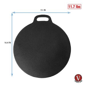 Victoria 15-Inch Cast Iron Tawa Dosa Pan, Pizza Pan with a Loop Handle, Crepe Pan Preseasoned with Flaxseed Oil, Made in Colombia