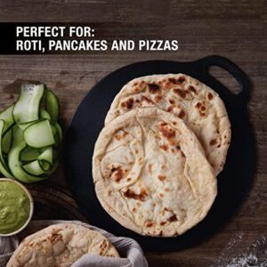 Victoria 15-Inch Cast Iron Tawa Dosa Pan, Pizza Pan with a Loop Handle, Crepe Pan Preseasoned with Flaxseed Oil, Made in Colombia