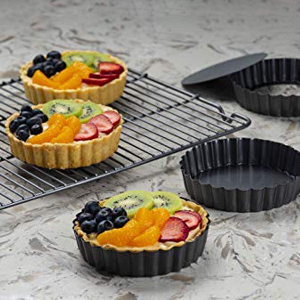 Gutsdoor Mini Tart Pan 4 Inch with Removable Bottom Quiche Pan Nonstick Round Quiche Pie Pan Set of 6