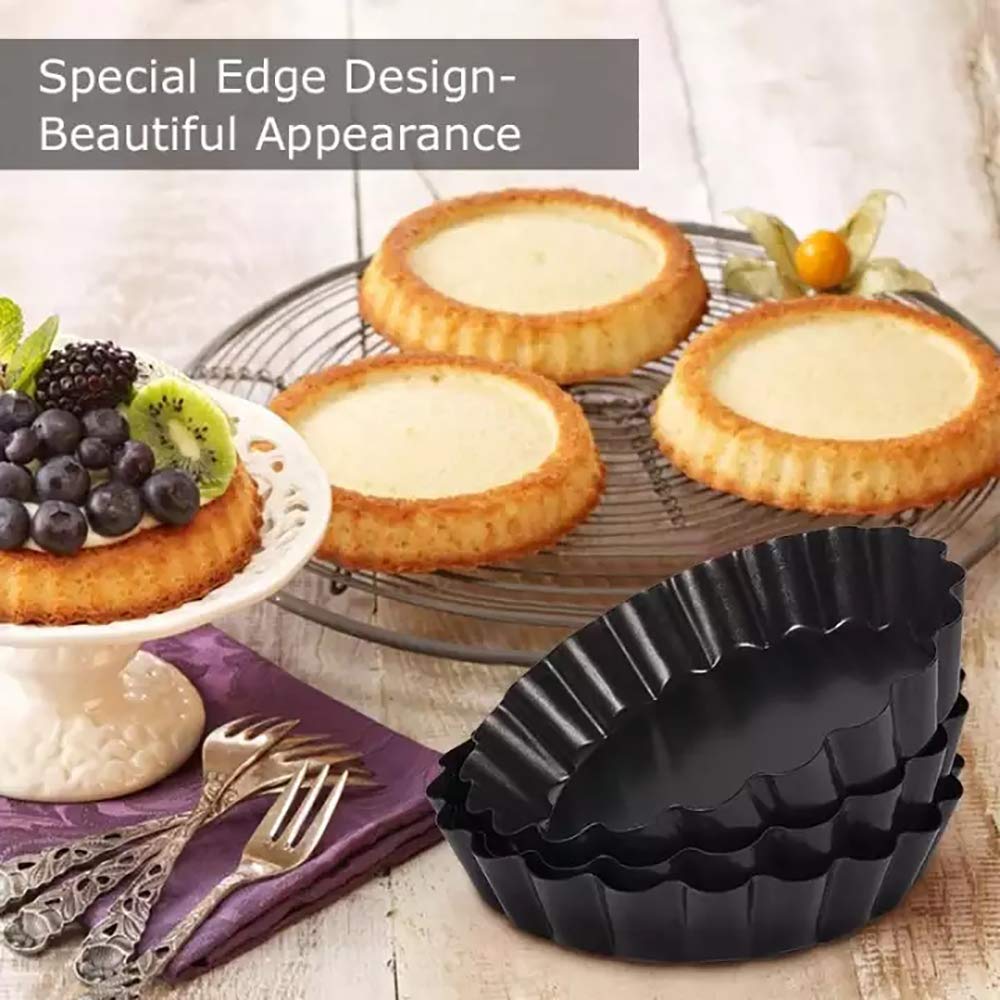 Gutsdoor Mini Tart Pan 4 Inch with Removable Bottom Quiche Pan Nonstick Round Quiche Pie Pan Set of 6