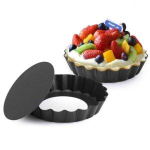 Gutsdoor Mini Tart Pan 4 Inch with Removable Bottom Quiche Pan Nonstick Round Quiche Pie Pan Set of 6