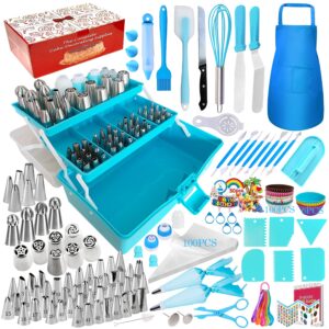 makmeng cake decorating tools supplies kit - 368pcs baking supplies with storage case for beginners - icing piping bags and tips set for cookies, cupcake & cake frosting fondant decorating