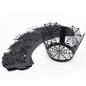 BinaryABC Halloween Cupcake Wrappers,Spider Web Cupcake Wrapper,Halloween Party Decorations Supplies 36Pcs