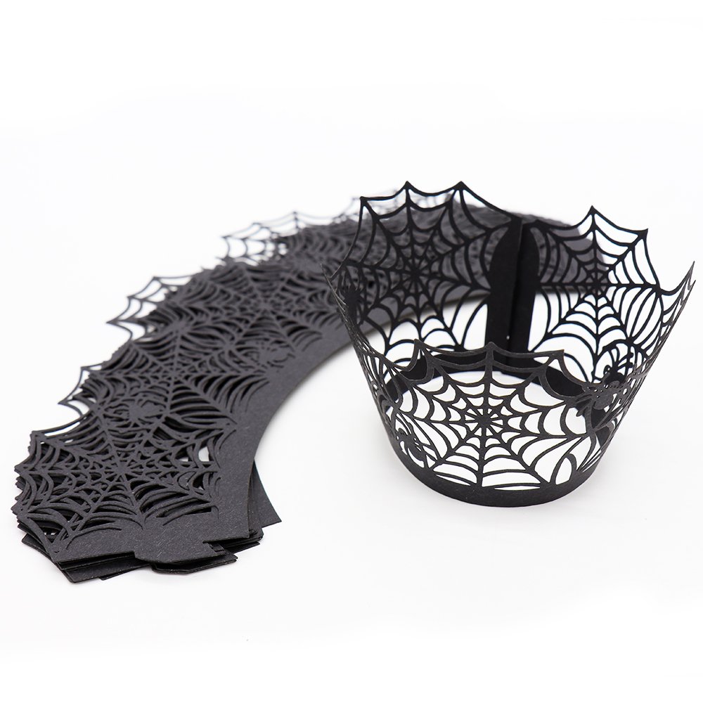 BinaryABC Halloween Cupcake Wrappers,Spider Web Cupcake Wrapper,Halloween Party Decorations Supplies 36Pcs