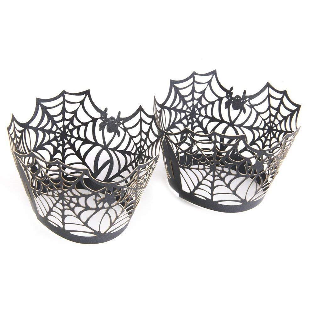 BinaryABC Halloween Cupcake Wrappers,Spider Web Cupcake Wrapper,Halloween Party Decorations Supplies 36Pcs