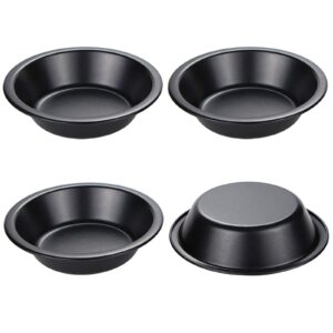 webake mini pie pans 5 inch pie tins, 4 pack nonstick round bread and meat bakeware for oven and instant pot baking - black