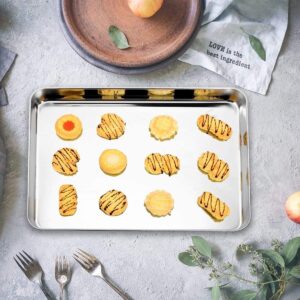 Baking Sheet Set of 2, Bastwe 18 inch Commercial Grade Stainless Steel Baking Pan, Professional Bakeware Oven Tray, Healthy & Non-toxic, Rust Free & Mirror Finish, Easy Clean & Dishwasher Safe