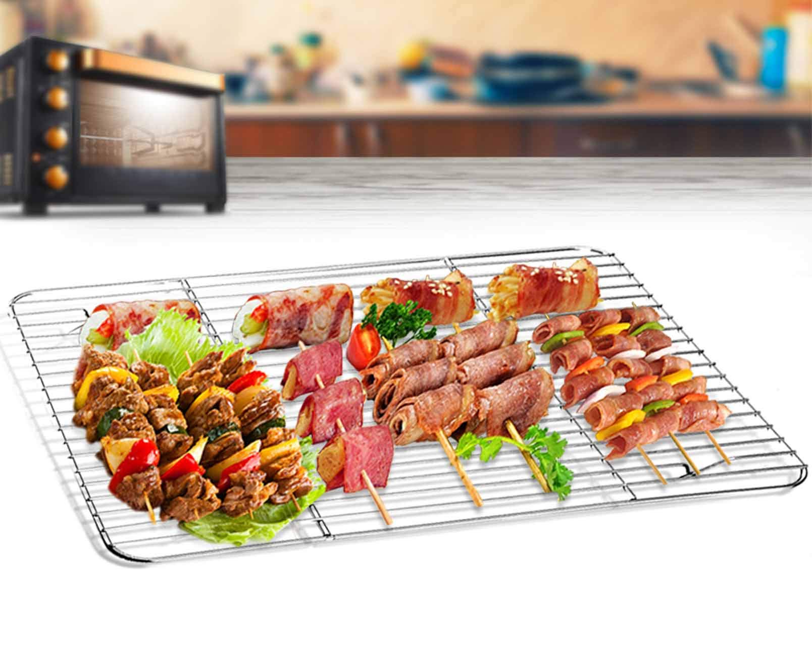 TeamFar Baking Sheet with Rack Set, Stainless Steel Baking Pan Tray Cookie Sheet with Cooling Rack, Non Toxic & Healthy, Easy Clean & Dishwasher Safe