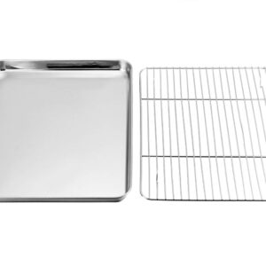 TeamFar Baking Sheet with Rack Set, Stainless Steel Baking Pan Tray Cookie Sheet with Cooling Rack, Non Toxic & Healthy, Easy Clean & Dishwasher Safe