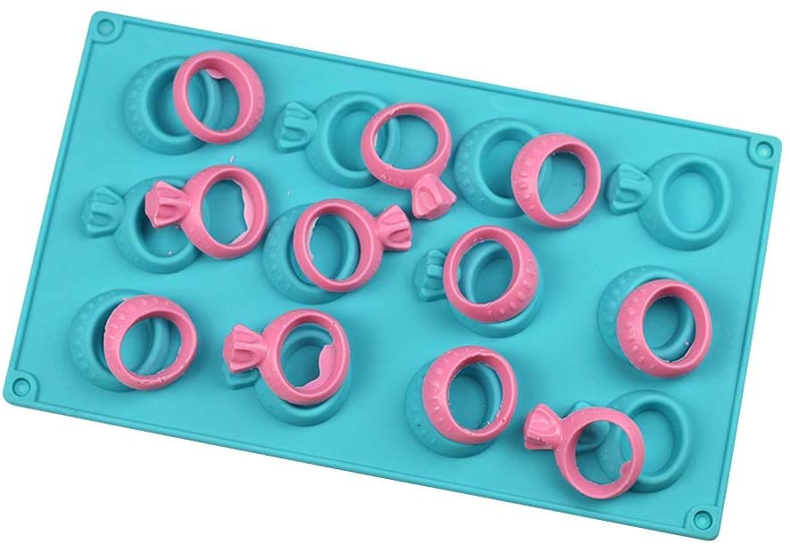 Owfvlazi Silicone Chocolate Ring Molds Non-Stick BPA Free Baking Jelly Pudding Candy Molds Ice Cube Tray Chocolate Candy Bakeware Weeding Decoration Moulds (Ring Mold)