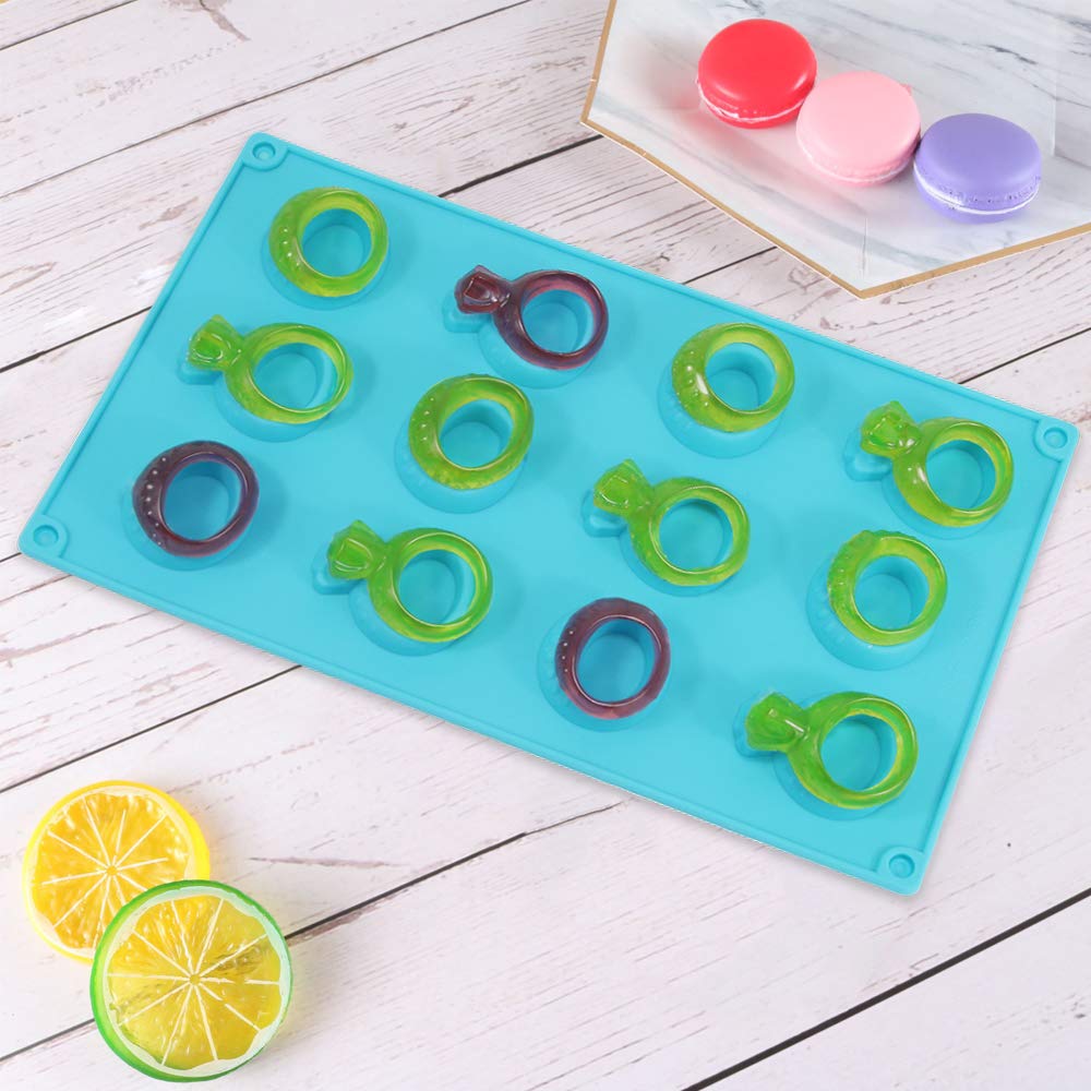 Owfvlazi Silicone Chocolate Ring Molds Non-Stick BPA Free Baking Jelly Pudding Candy Molds Ice Cube Tray Chocolate Candy Bakeware Weeding Decoration Moulds (Ring Mold)