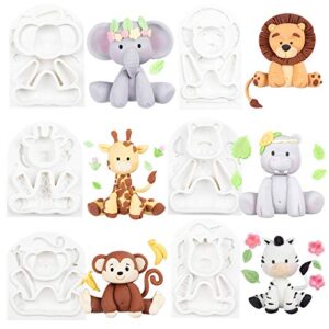 funshowcase jungle animals fondant silicone molds sugarcraft cake decoration 6-count height 2.6-3.6inch