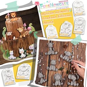 FUNSHOWCASE Jungle Animals Fondant Silicone Molds Sugarcraft Cake Decoration 6-count Height 2.6-3.6inch