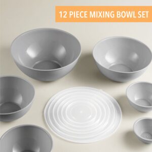 Table Concept Mixing Bowls with Lids Set, Plastic Mixing Bowls with Airtight Lids, Nesting Mixing Bowl Set for Space Saving Storage, Ideal for Cooking, Baking, Food Prep & Food Storage, 12 Piece Set