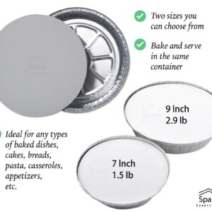 55 Pack 7 Inch Aluminum Foil Baking Pans, Round Aluminum Pans with Lids, Freezer and Oven Safe Takeout Containers, Food Containers for Storage, Roasting, Reheating, Disposable Air Fryer Liners