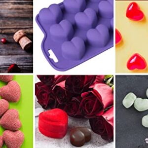 Bakerpan Silicone Chocolate Heart Mold, Heart Shaped Jelly and Ice Tray, Candy Mold, 15 Cavities - Set of 2