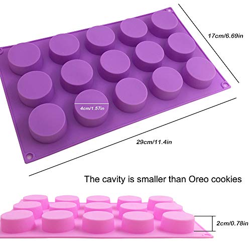 SENHAI 3 Pcs 15 Holes Cylinder Silicone Molds for Making Chocolate Candy Soap Muffin Brownie Cake Pudding Baking - Purple Blue Pink