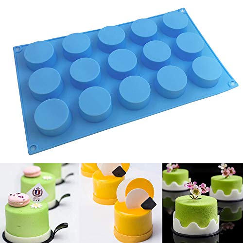 SENHAI 3 Pcs 15 Holes Cylinder Silicone Molds for Making Chocolate Candy Soap Muffin Brownie Cake Pudding Baking - Purple Blue Pink