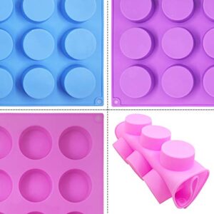 SENHAI 3 Pcs 15 Holes Cylinder Silicone Molds for Making Chocolate Candy Soap Muffin Brownie Cake Pudding Baking - Purple Blue Pink