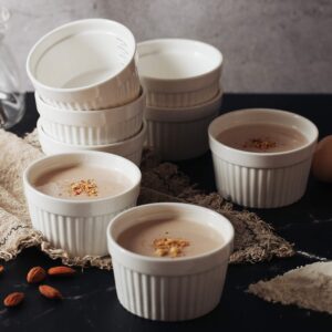 BTaT- Ramekins, 8 oz, Set of 8, Ramekins for Baking, Ramekin with Measurement Markings, Creme Brulee Dishes, Souffle Cups, Custard Cups, Ceramic Bakeware, Souffle Dish, Small Ceramic Bowl