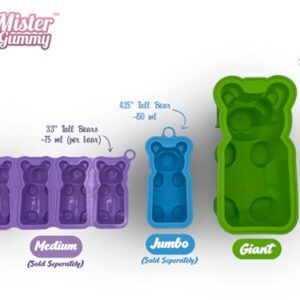 DIY Giant Gummy Bear Mold by Mister Gummy | PREMIUM Quality Silicone + 2 RECIPES and 5 GIFT BAGS Included | Make BIG Bear Treats! (Gummy, Cakes, Breads, Chocolates, and More) (Red)