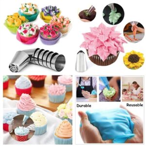 EOTCT Russian Piping Tips Set 27 pcs Cake Decorating Supplies Kit Ball Piping Nozzles Decorating Tools Airbrush Kit for Baking DIY Cream Cake Cupcake