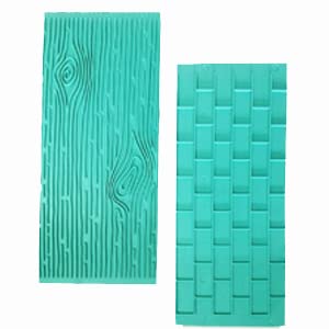 Gobaker Texture 2-Piece Mold Set Tree Bark and Brick Wall Impression Moulds Gum Paste Impression Mat Fondant Cake Decorating Gobaker Supplies for Cupcake Wedding Cake Decoration(Blue)