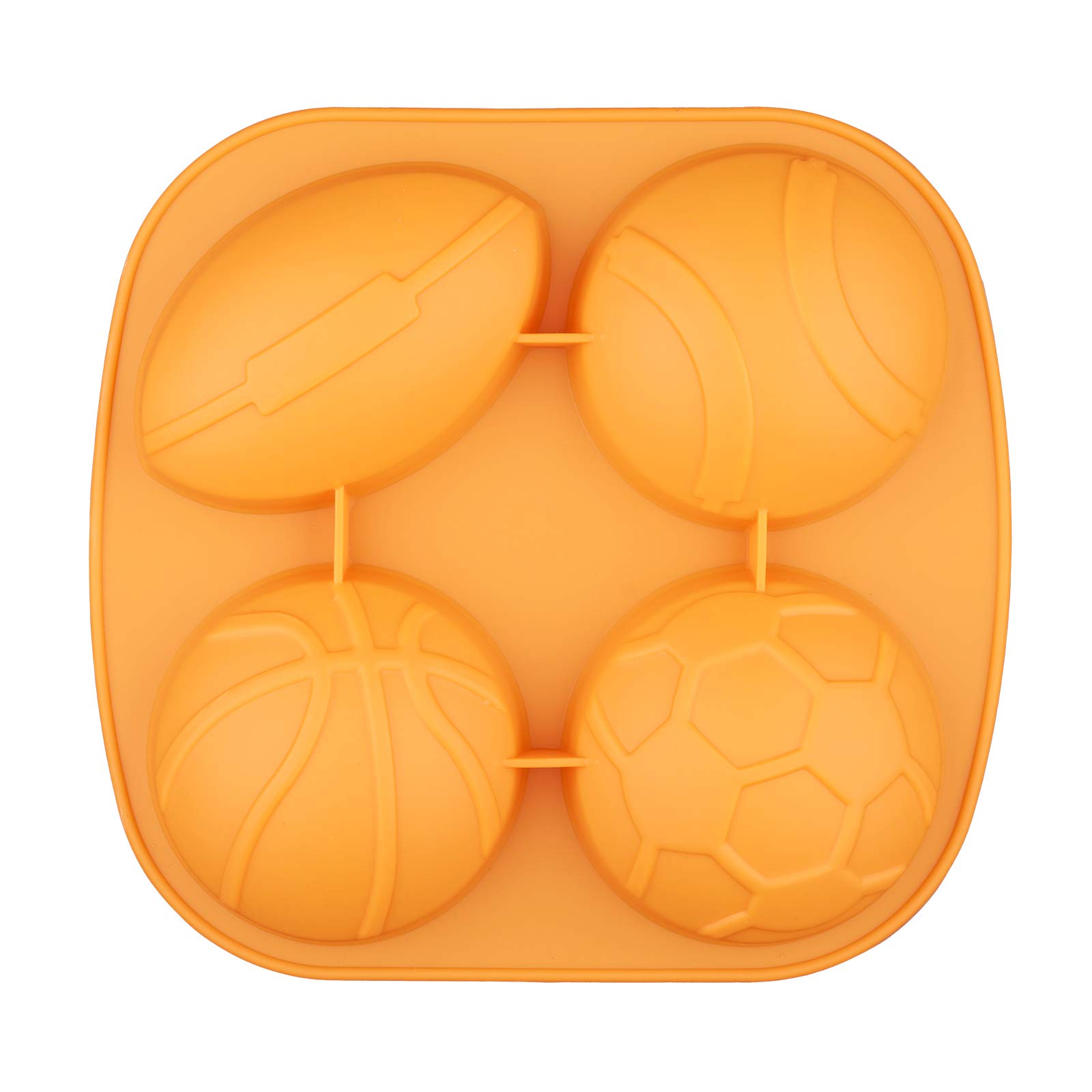 Giant Size Sports Balls Silicone Ice Cube Mold Athlete Basket Ball Rugby Tennis Soccer Football Chocolate Candy Jello Shot Mold Mini Cake Cupcake Baking Pan