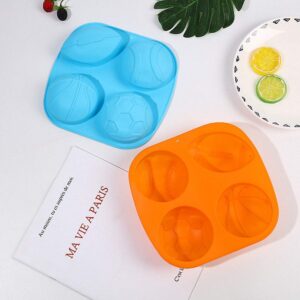 Giant Size Sports Balls Silicone Ice Cube Mold Athlete Basket Ball Rugby Tennis Soccer Football Chocolate Candy Jello Shot Mold Mini Cake Cupcake Baking Pan