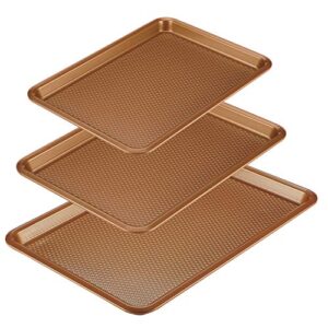 ayesha curry nonstick bakeware set/baking pans - 3 piece, brown