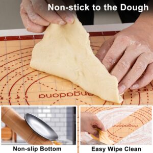 Pastry Mat Cutter Dough Blender Set - No-stick Large Silicone Baking Mat with Measurements,Dough Cutter Bench Scraper,Biscuit Cutter,Dough Rolling Fondant Mat,Pie Crust Kneading Mat,Baking Dough Tools