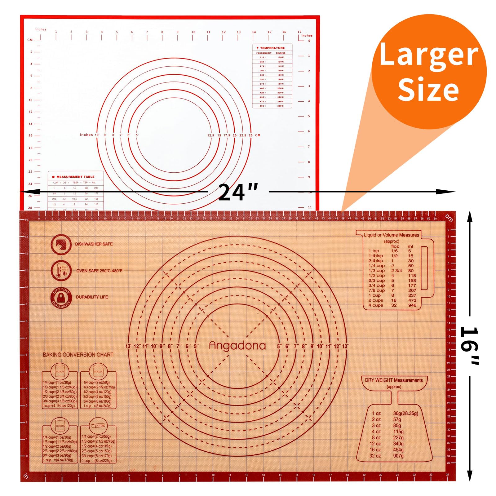 Pastry Mat Cutter Dough Blender Set - No-stick Large Silicone Baking Mat with Measurements,Dough Cutter Bench Scraper,Biscuit Cutter,Dough Rolling Fondant Mat,Pie Crust Kneading Mat,Baking Dough Tools