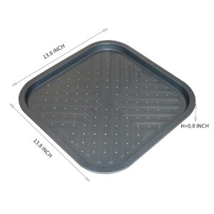 Mingcao Nonstick Square Pizza Pan, 14 x14 Inch Carbon Steel Tray with Holes, Pizza Bakeware for Oven Baking Pizza,French Fries