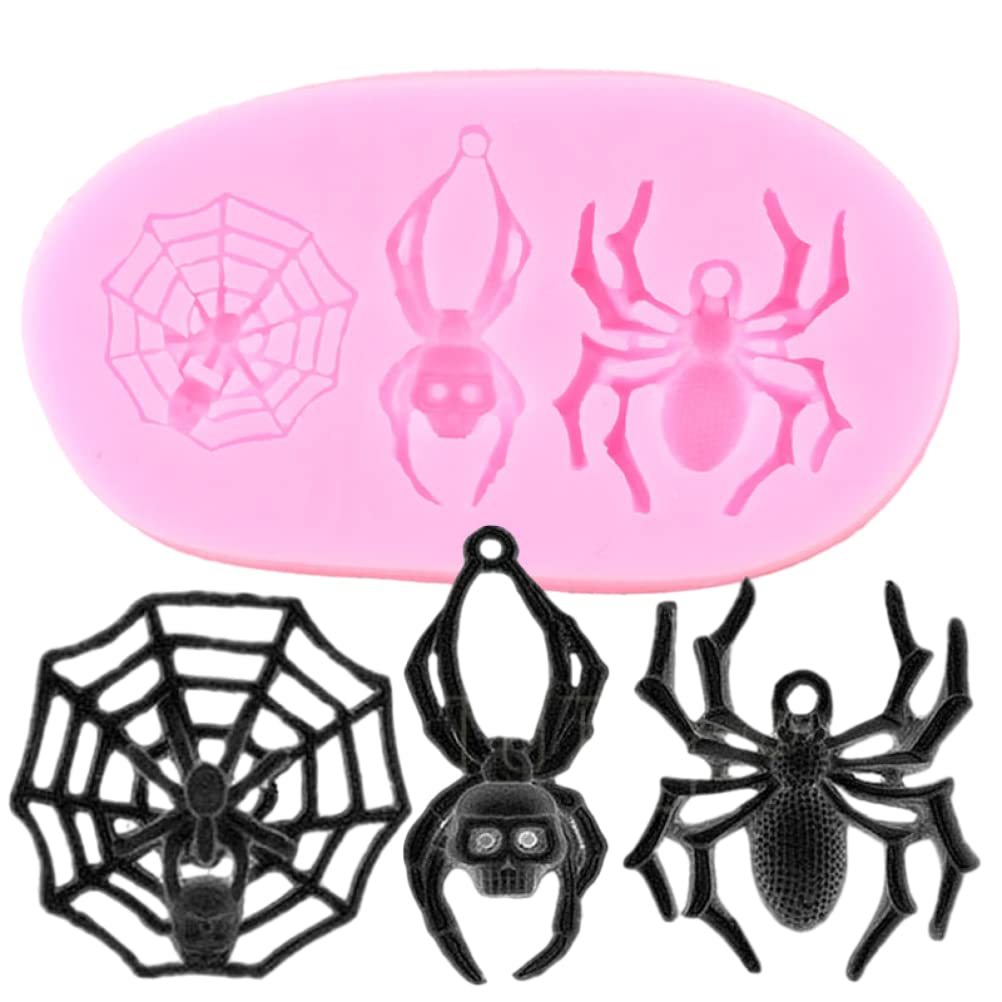 Halloween Spider Web Silicone Mold for DIY Crystal Candy Chocolate Pudding Ice Cube Soap Mould Handmade Ice Cream Fondant Mold Gum Paste Cupcake Cake Topper Decoration Jelly Shots Desserts