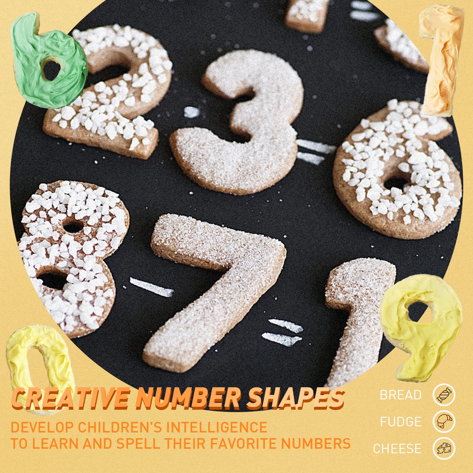 9 Pieces Mini Number Cookie Cutters Set 1.7'' Stainless Steel Cake Decorating Number Molds with Cut-Outs Small Number Cutters Baking Tools for Fondant Biscuit Cake Fruit or Dough