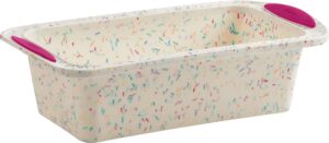 trudeau structure loaf pan silicone bakeware, medium, white confetti