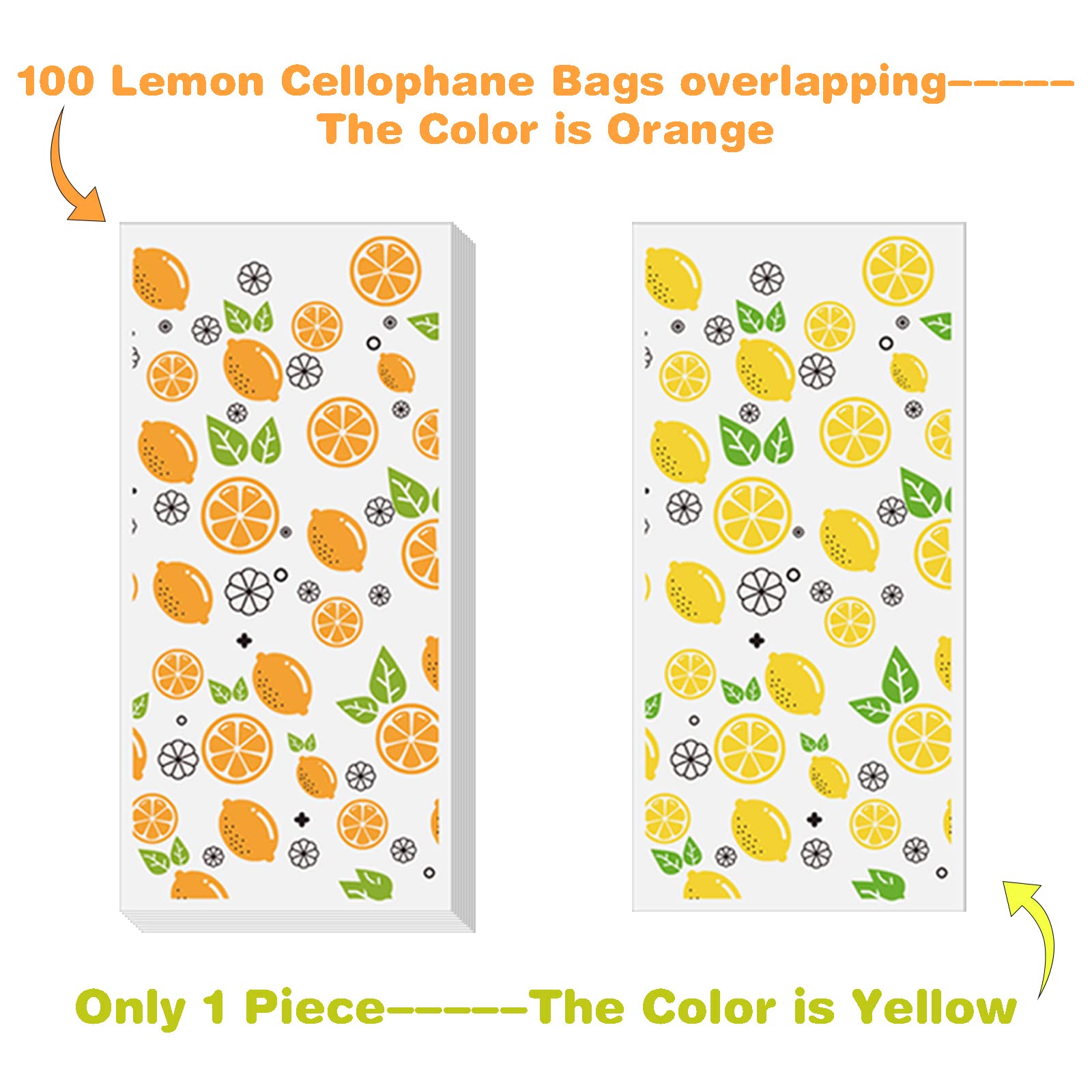 100pcs Lemon Cellophane Bags Lemon Favor Bag Lemon Party Treat Bags Summer Goodie Bags Plastic with Ties for Candy Buffet Summer Yellow Lemon Theme Birthday Party