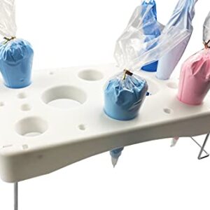 Cake Decorating Icing Bag Holder Tray Stand - 8-Hole Cream Bag Rack Icing Shelf ABS Stainless Steel Detachable Cake Decorating Pastry Bag