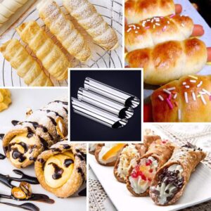 Meao 30 Pcs Non-Stick Cream Horn Cones Tubes Stainless Steel Screw Croissant Pastry Baking Moulds Set, Cannoli Form Roll Mould Shaper for Christmas Anniversary and Daily Use #7