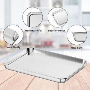 Baking Sheets 2 Pieces with A Rack, HKJ Chef Cookie Sheets and Nonstick Cooling Rack & Stainless Steel Baking Pans & Toaster Oven Tray Pan, Rectangle Size 12.5 x 10 x 1 inch & Non Toxic