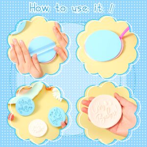 9 Pcs Baby Shower Fondant Embosser for Baby Boys 3D Design Light Blue Cookie Stamp for Baking Acrylic Fondant Stamp for Baby Shower Party Decorating Fondant Topper Icing Cake Cupcake Chocolate Biscuit