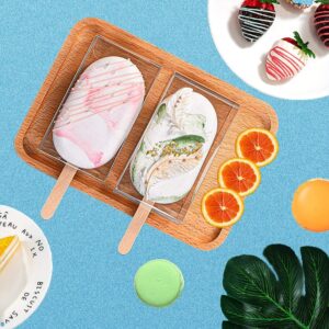 NDSWKR 300 Pieces Clear Popsicle Cakesicle Boxes Set, 150 PCS PET Ice Cream Boxes with 150 PCS Wooden Sticks, Plastic Treat Boxes for Baking, Wedding, Birthday Party