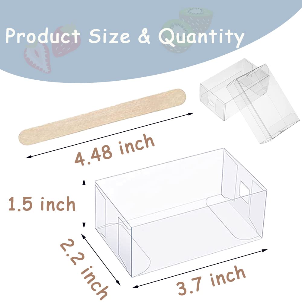 NDSWKR 300 Pieces Clear Popsicle Cakesicle Boxes Set, 150 PCS PET Ice Cream Boxes with 150 PCS Wooden Sticks, Plastic Treat Boxes for Baking, Wedding, Birthday Party