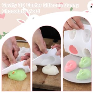 Newmemo 6 Cavity 3D Easter Silicone Bunny Chocolate Mold, Silicone Rabbit Mold, Easter Rabbit Bunny Baking Mould for Mousse Cake Pudding Jelly Dessert Fondant Cheesecake Soap Ice Tray